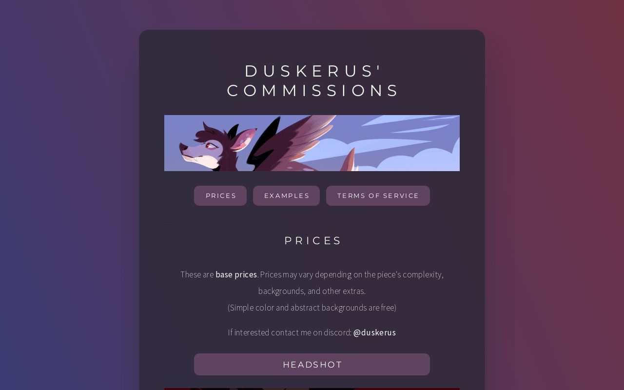 Dusk's Commissions